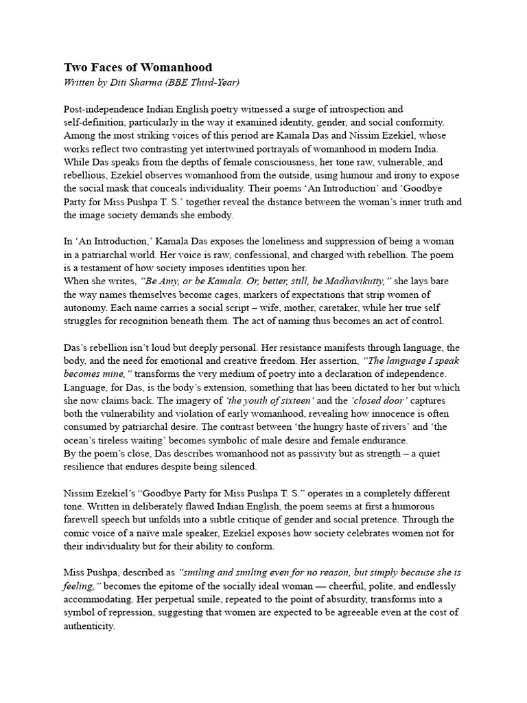 Two Faces of Womanhood_ Diti Sharma | PDF