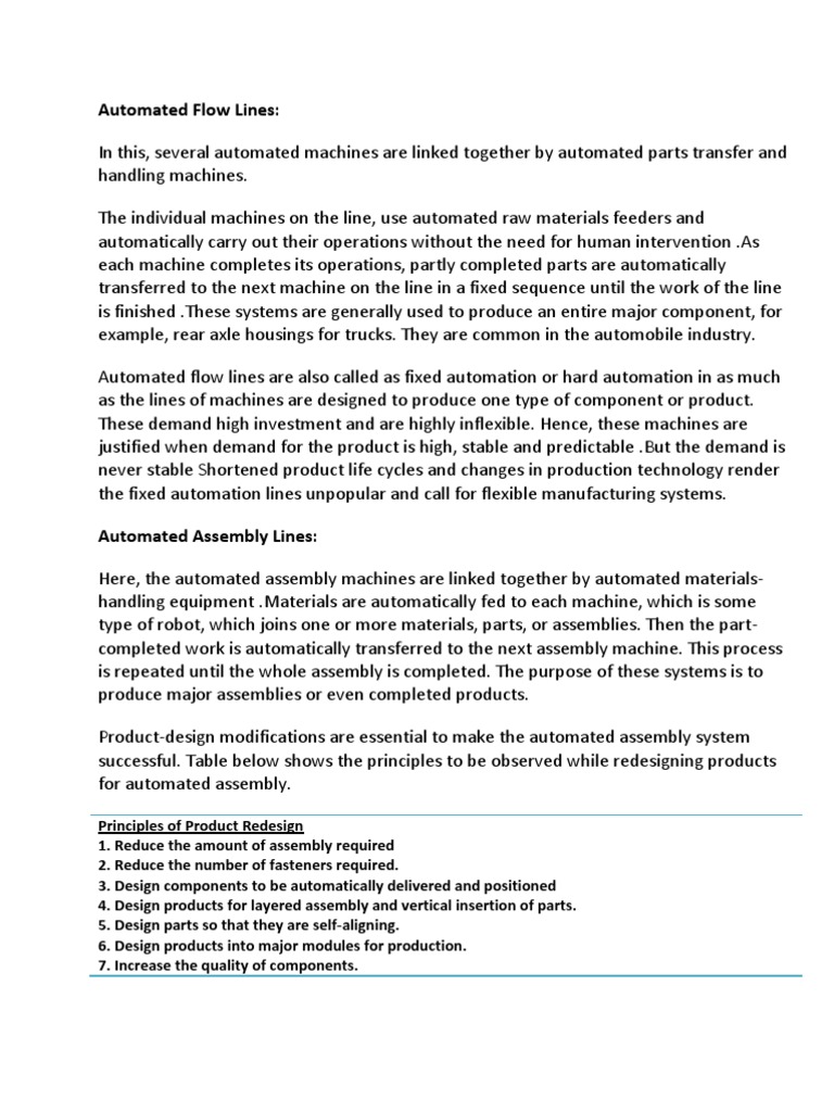 Automated Flow Lines | Download Free PDF | Automation | Machines