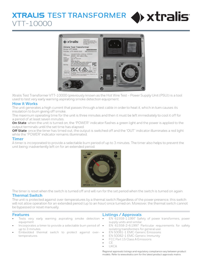29484 01 Xtralis Test Transformer VTT-10000 TDS A4 IE Lores | PDF ...
