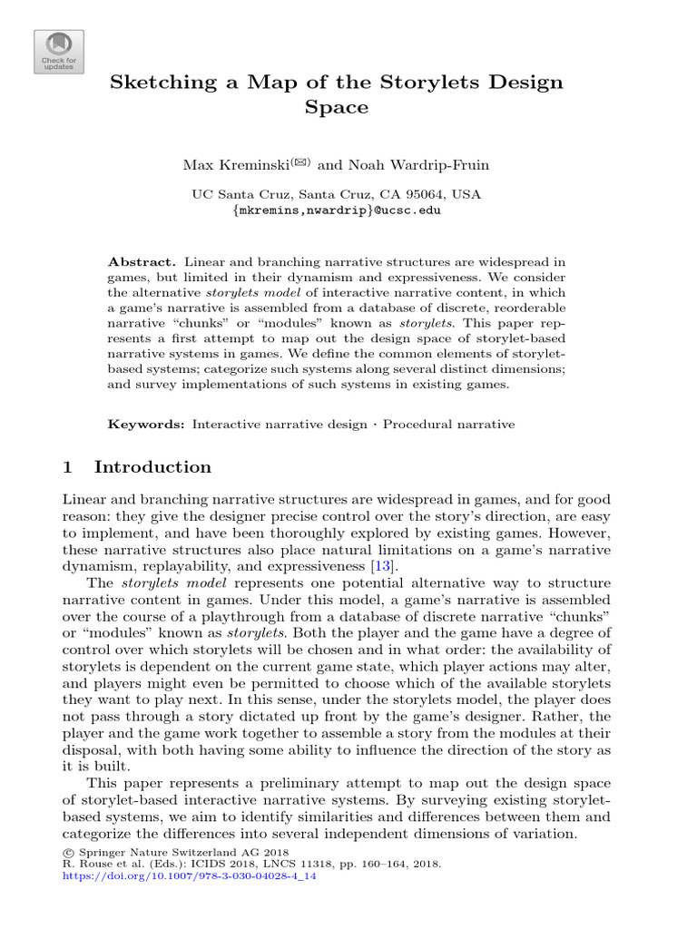 Mapping Storylets in Game Narratives | PDF | Narrative | Computer ...