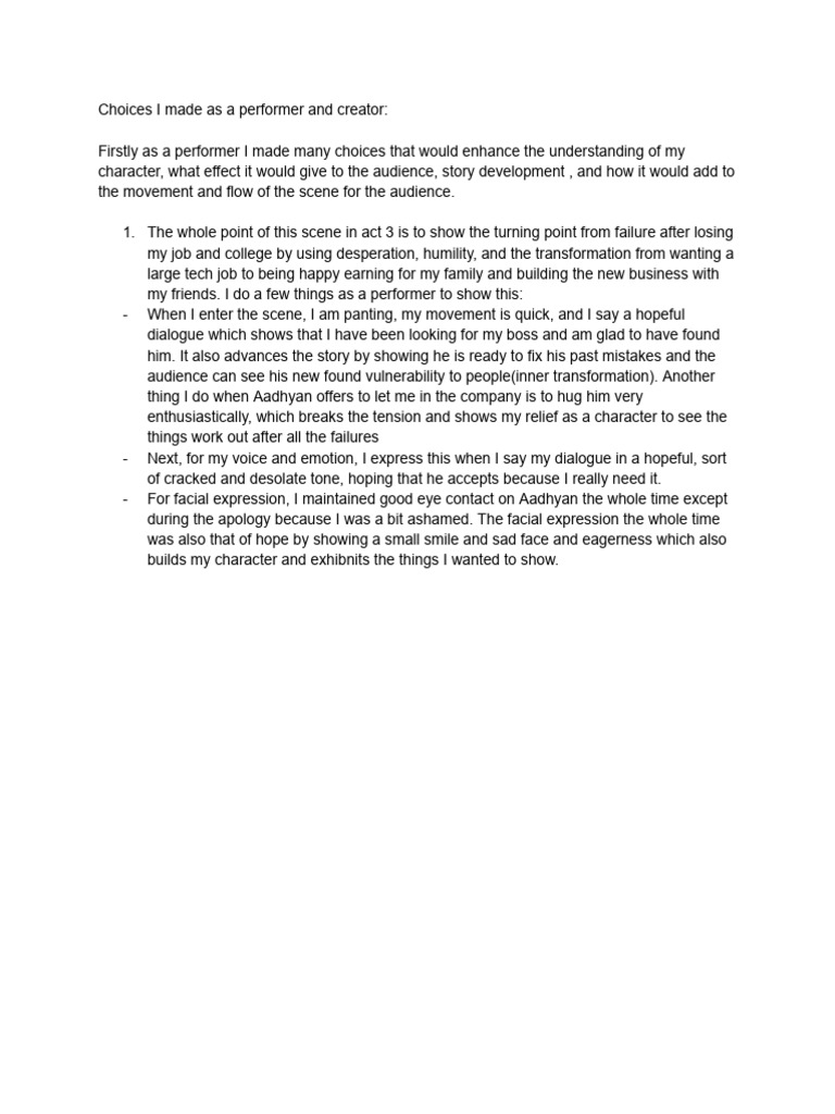 Ved Criteria B Drama Process Portfolio SA | PDF