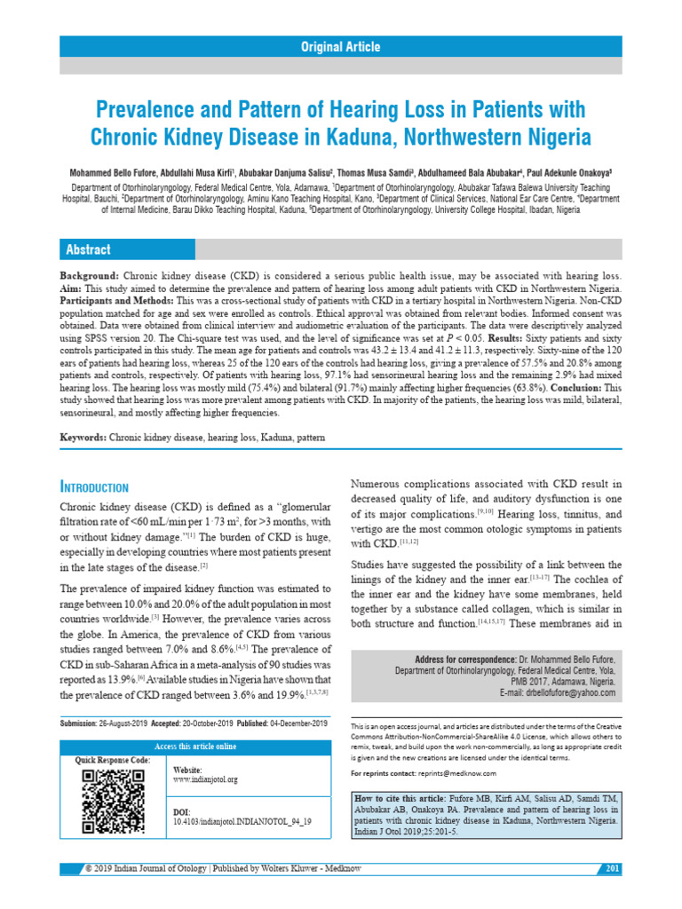 Prevalence and Pattern of Hearing Loss in Patients.7 | PDF | Hearing ...