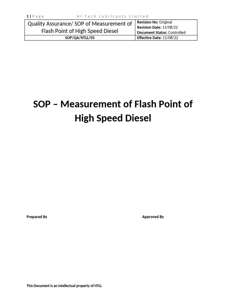 Flash Point Measurement SOP for Diesel | PDF | Flash (Photography ...