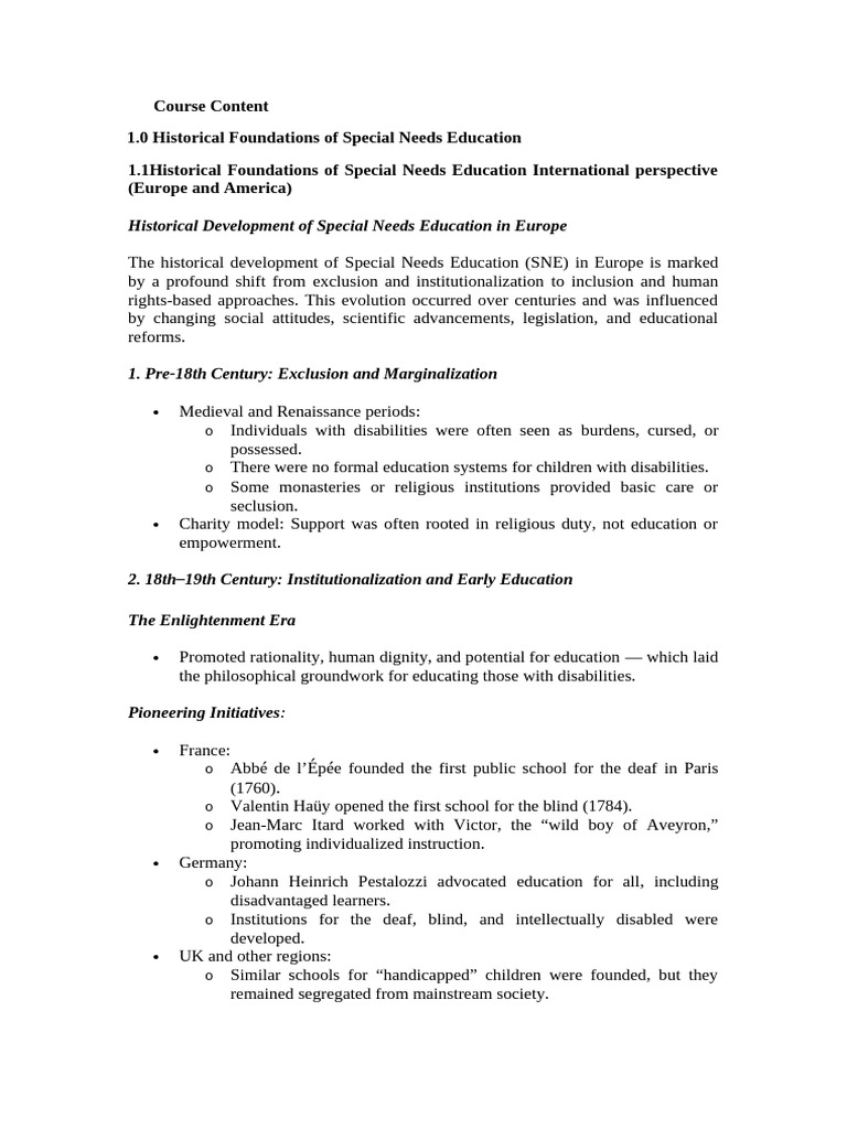 History of Special Needs Education | PDF | Special Education ...