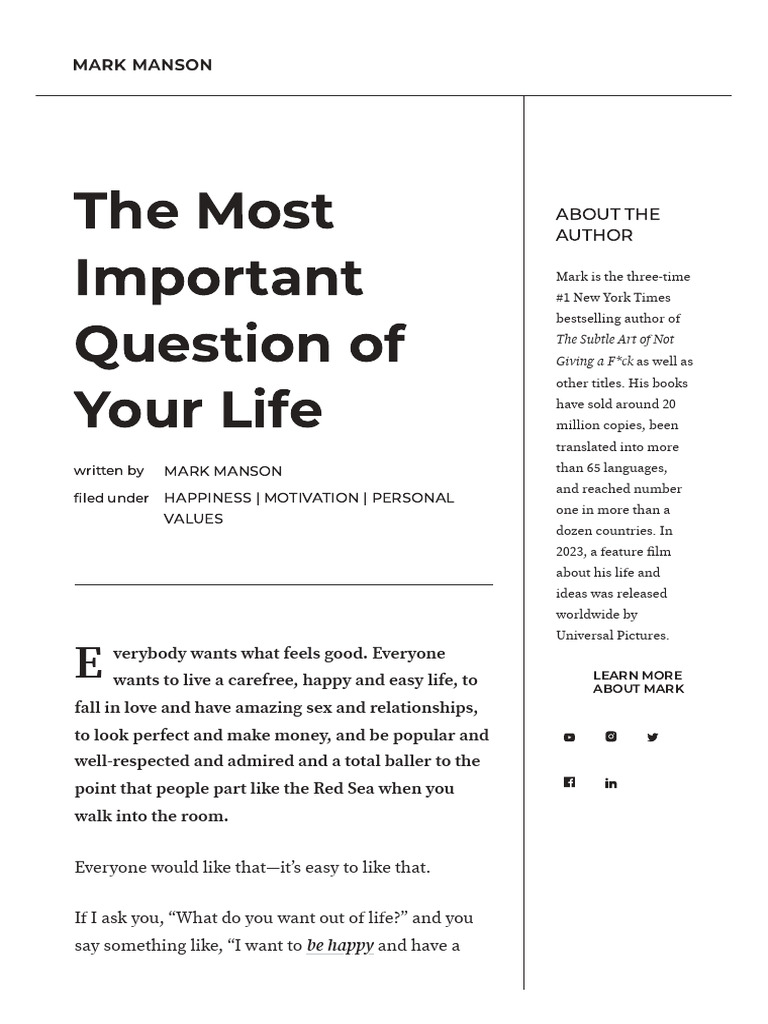 The Most Important Question of Your Life | PDF