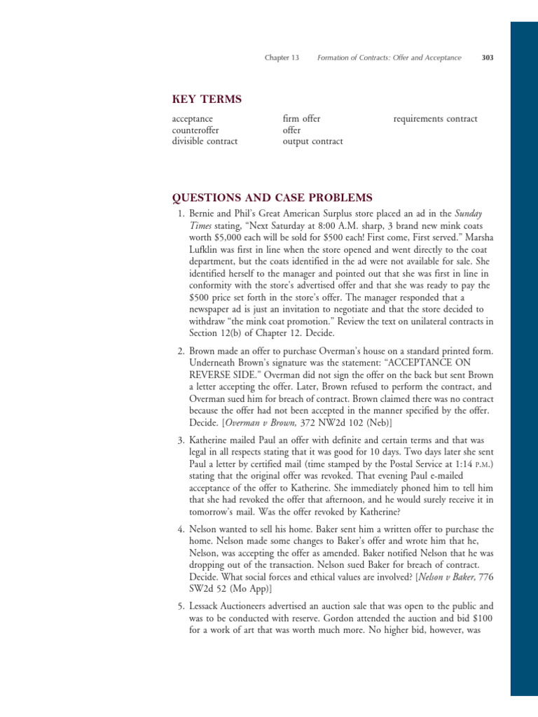 Contract Formation Offer and Acceptance | PDF | Auction | Offer And ...