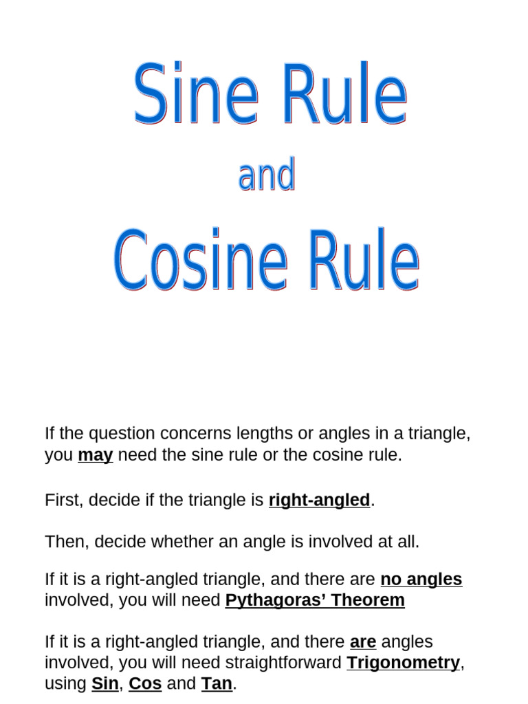 Sine and Cosine Rule - Good Review | PDF | Euclid | Angle
