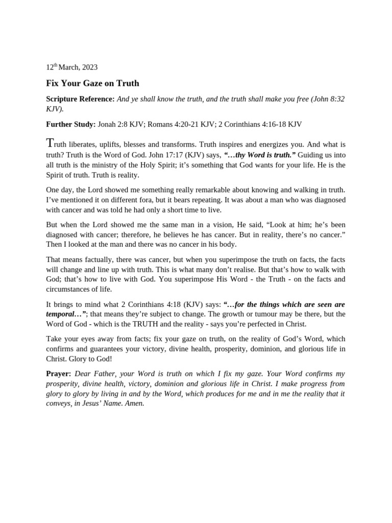 Fix Your Gaze on Truth | PDF