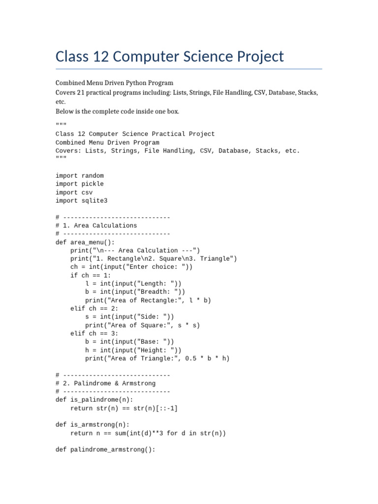Class12 Project AllInOne | PDF | Computing | Computer Programming