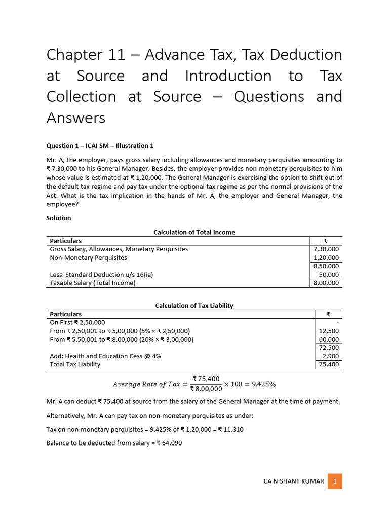 Tax Implications: TDS & Advance Tax Explained | PDF | Payments ...