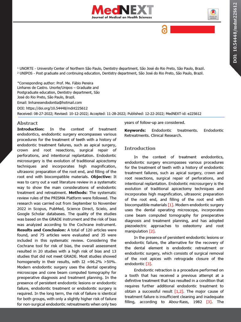 Endodontic Treatment and Retreatment A Large Syste | PDF | Systematic ...