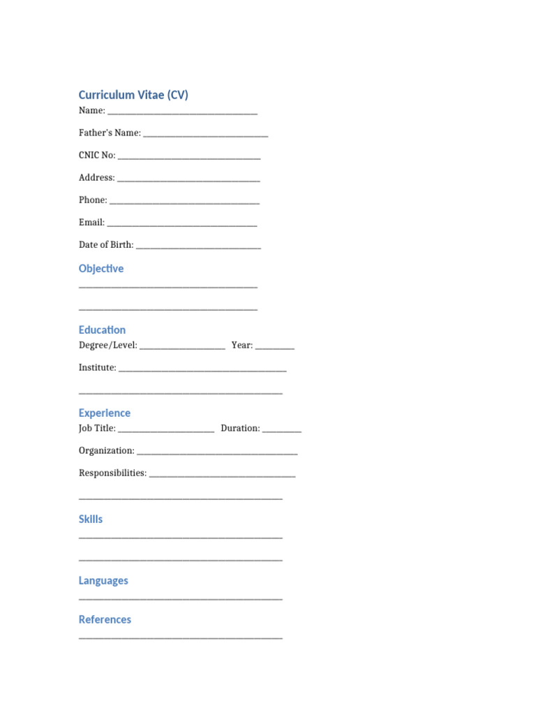 Blank CV Template | PDF