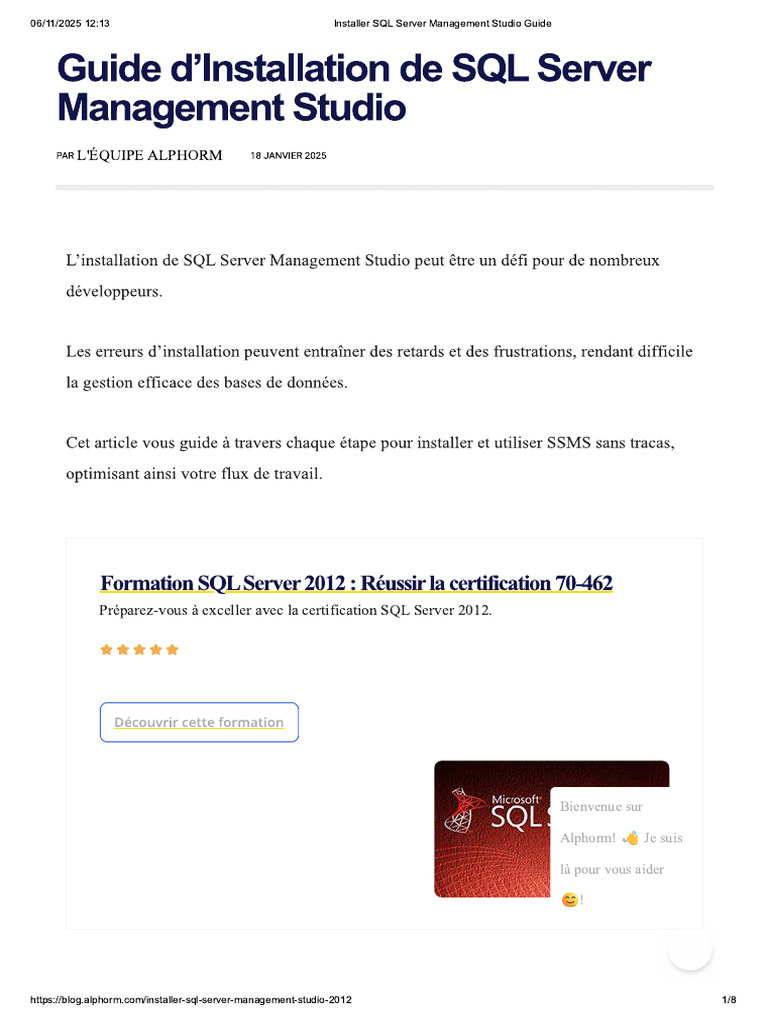 Installer SQL Server Management Studio Guide | PDF