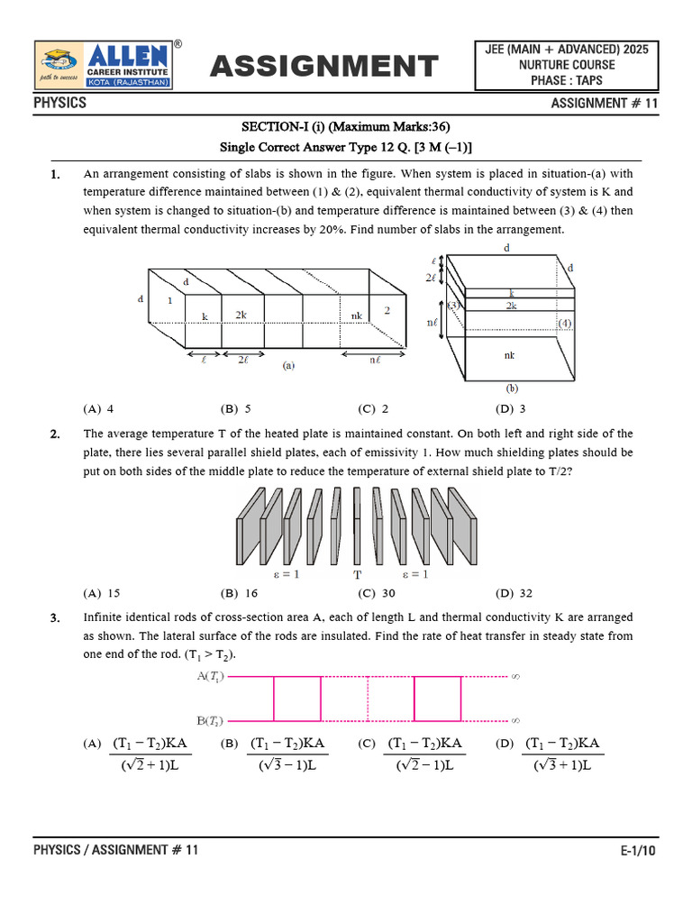 11 # Assignment (Heat Transfer+Calorimetry) Eng - TAPS-11 - MKSir | PDF ...