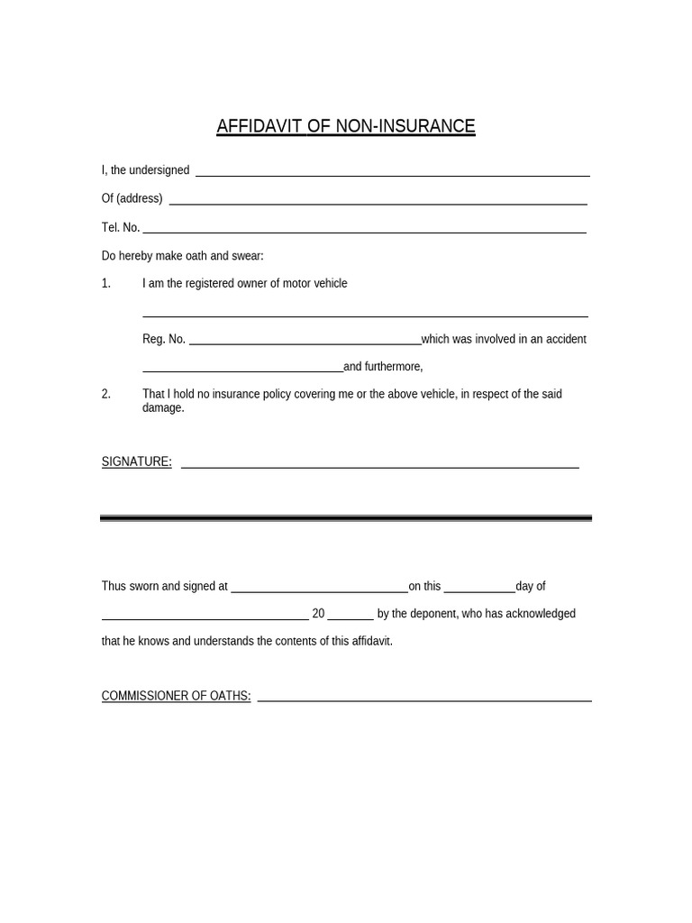 Affidavit of Non Insurance | PDF