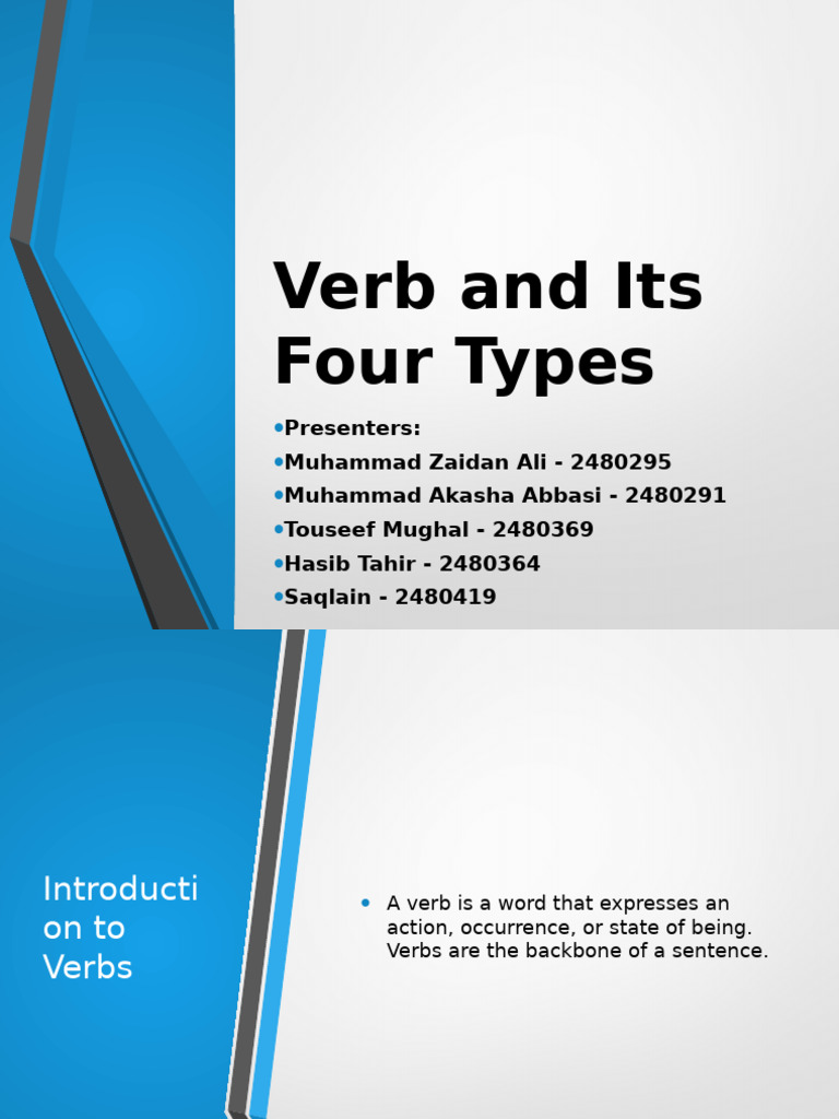 Verb And Its Four Types Pdf