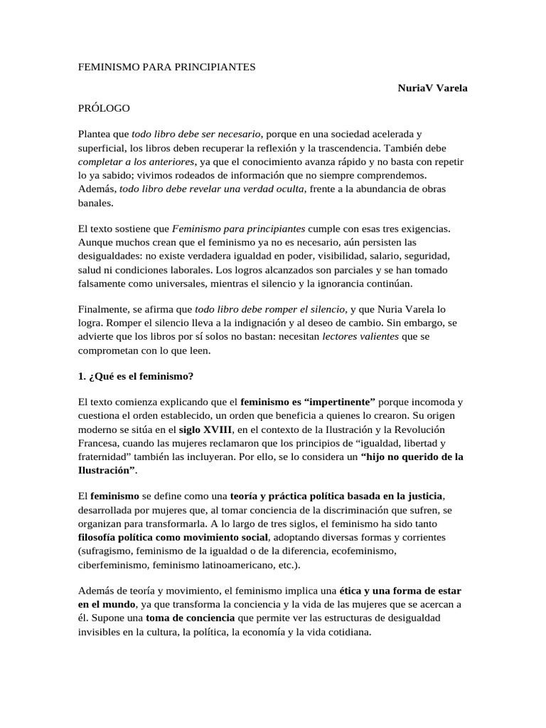 FEMINISMO PARA PRINCIPIANTES | PDF | Feminismo | Estudios de género