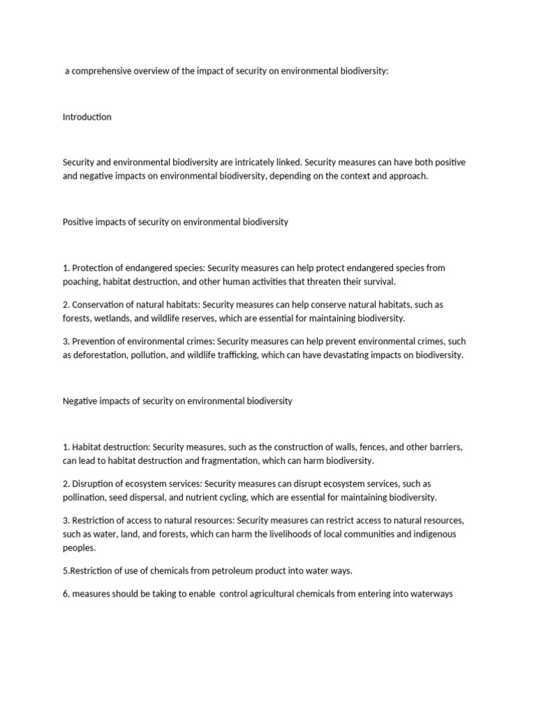 Environmental Security | PDF | Biodiversity | Habitat Destruction