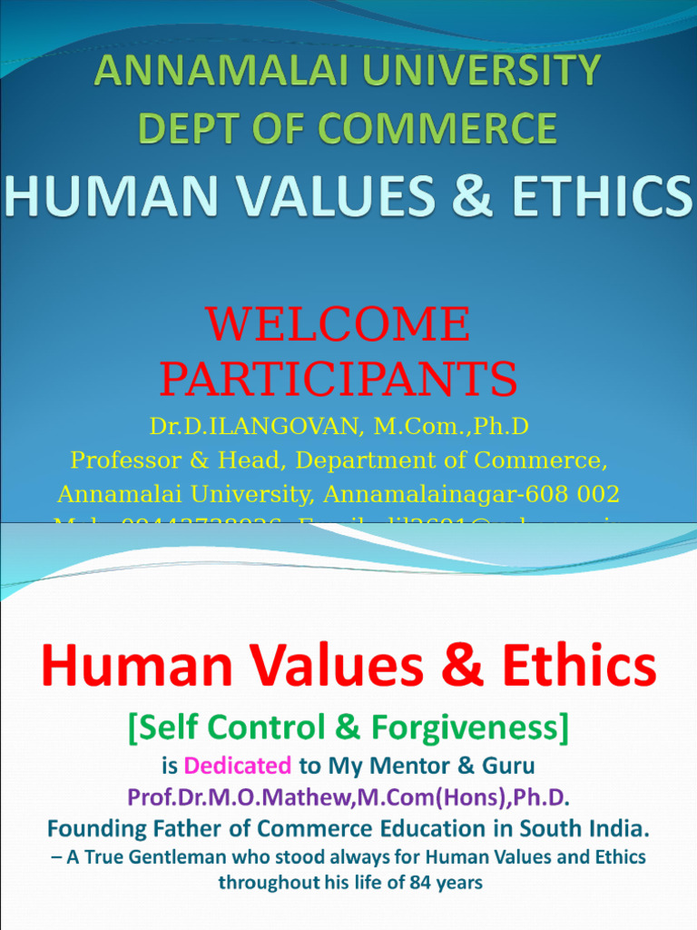 MCom Human Values and Ethics | PDF | Value (Ethics) | Morality