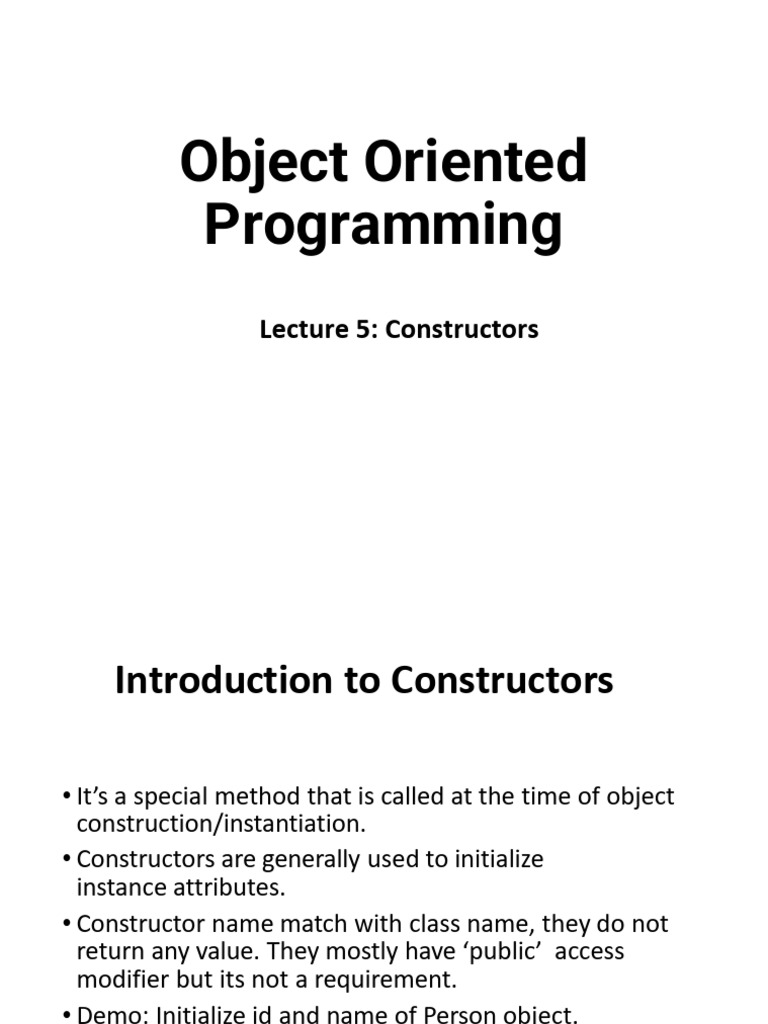 Lec05 - Constructors | PDF | Programming | Constructor (Object Oriented Programming)