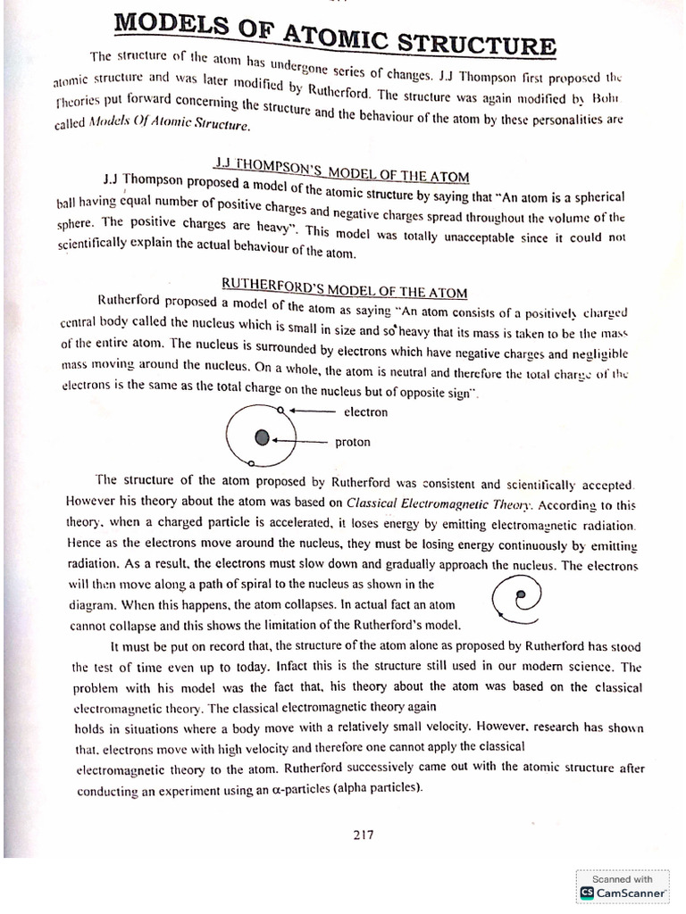 Atomic Model and Structure | PDF