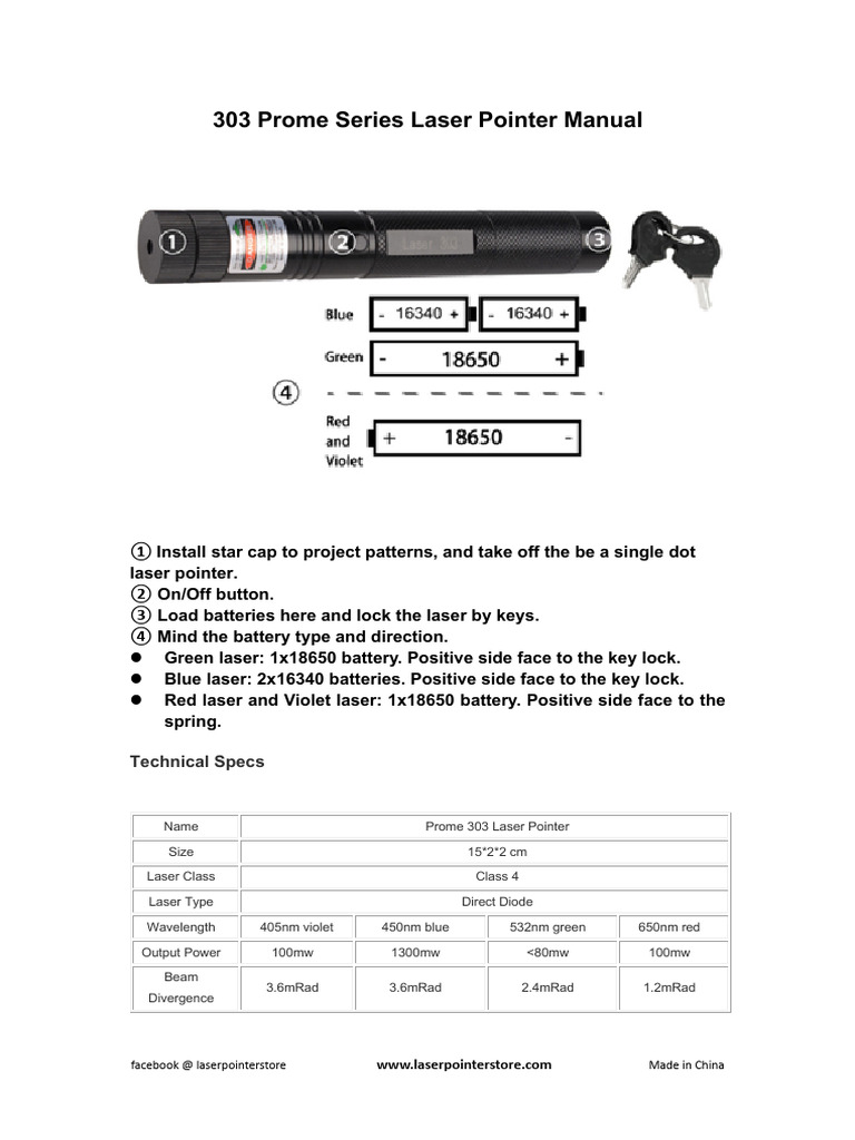 Prome 303 Laser Pointer Manual | PDF