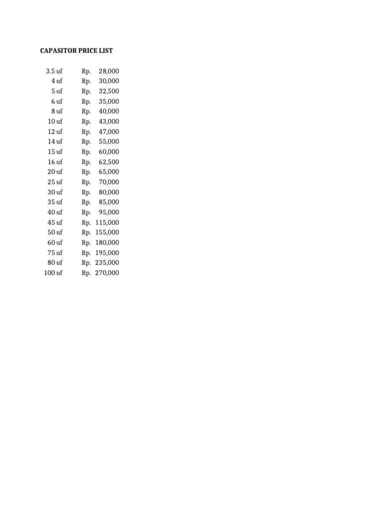 Capasitor Price List | PDF