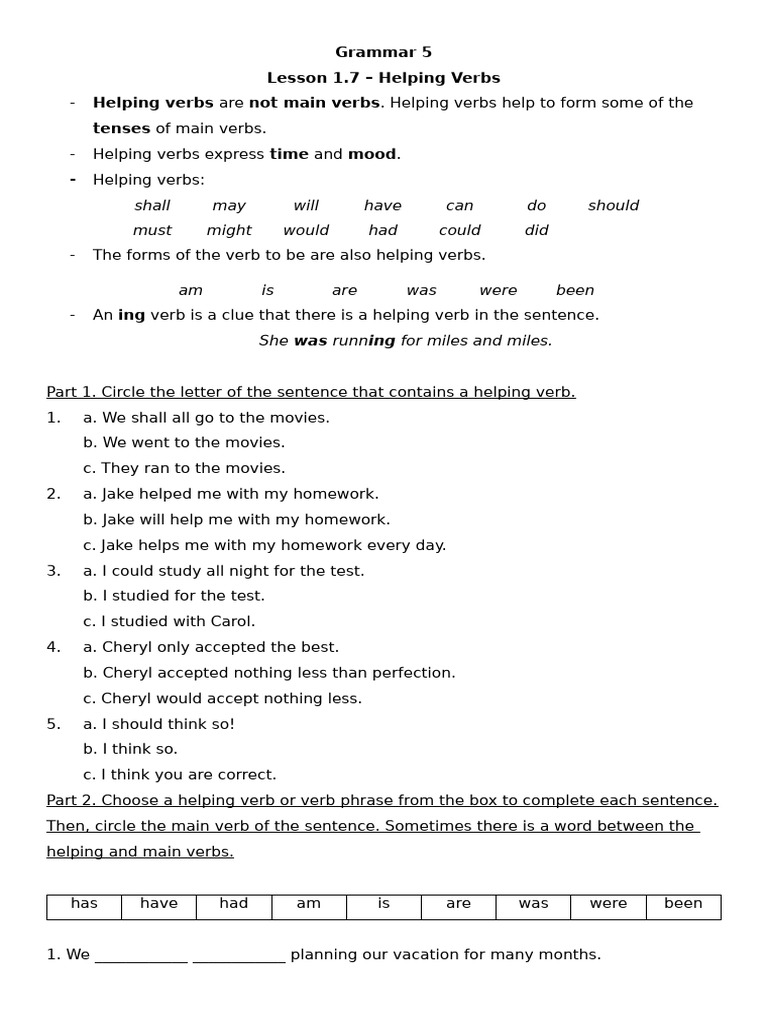 Understanding Helping Verbs | PDF | Verb | Syntax