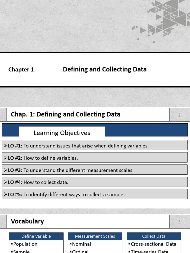 Lecture, Defining and Collecting Data | PDF | Sampling (Statistics) | Level Of Measurement