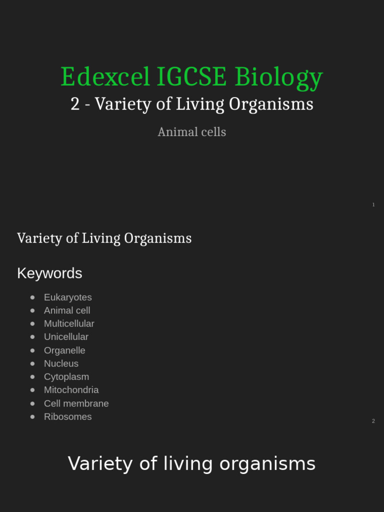IGCSE Biology Lesson 2 Variety of Living Organisms | PDF | Cell ...