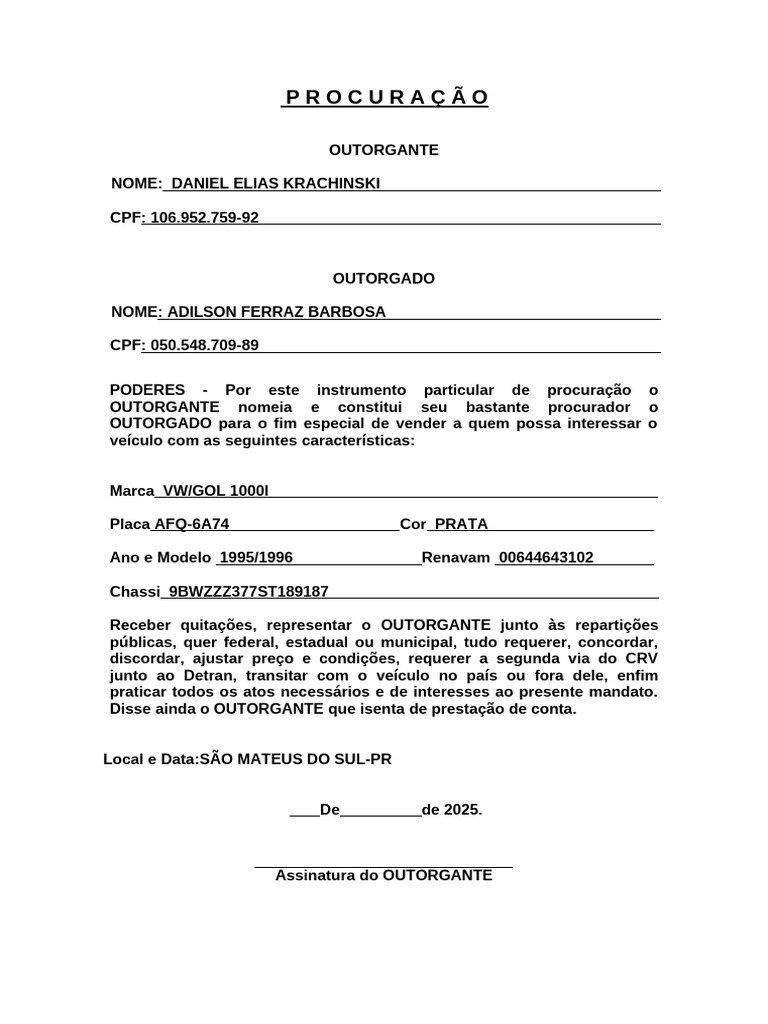 Modelo Procuração | PDF