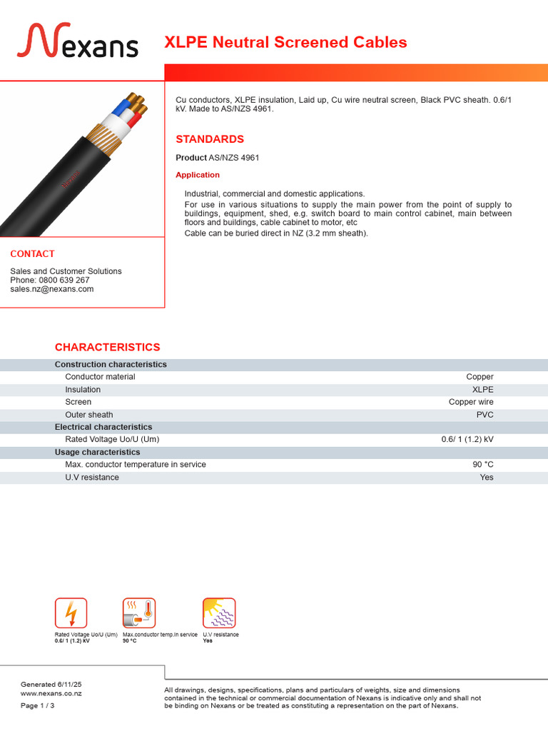 XLPE Neutral Screened Cables Overview | PDF | Electrical Conductor ...