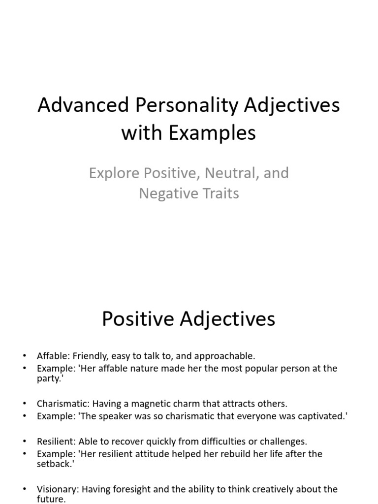Advanced Personality Adjectives | PDF