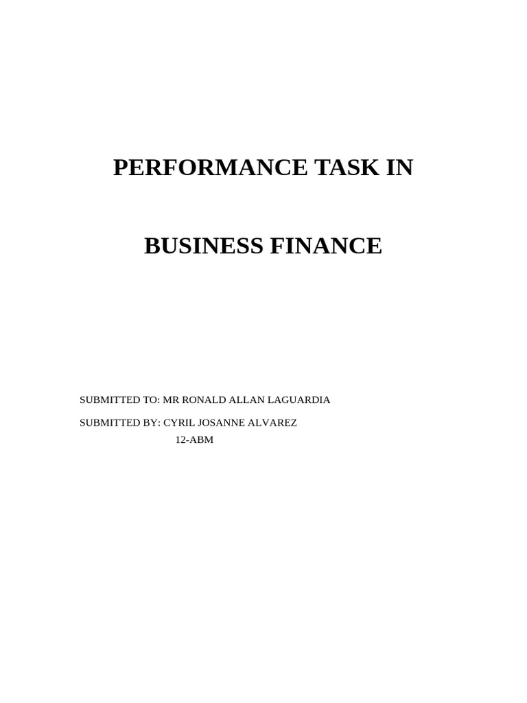 Performance Task in Busines Finance | PDF | Economies | Natural Environment