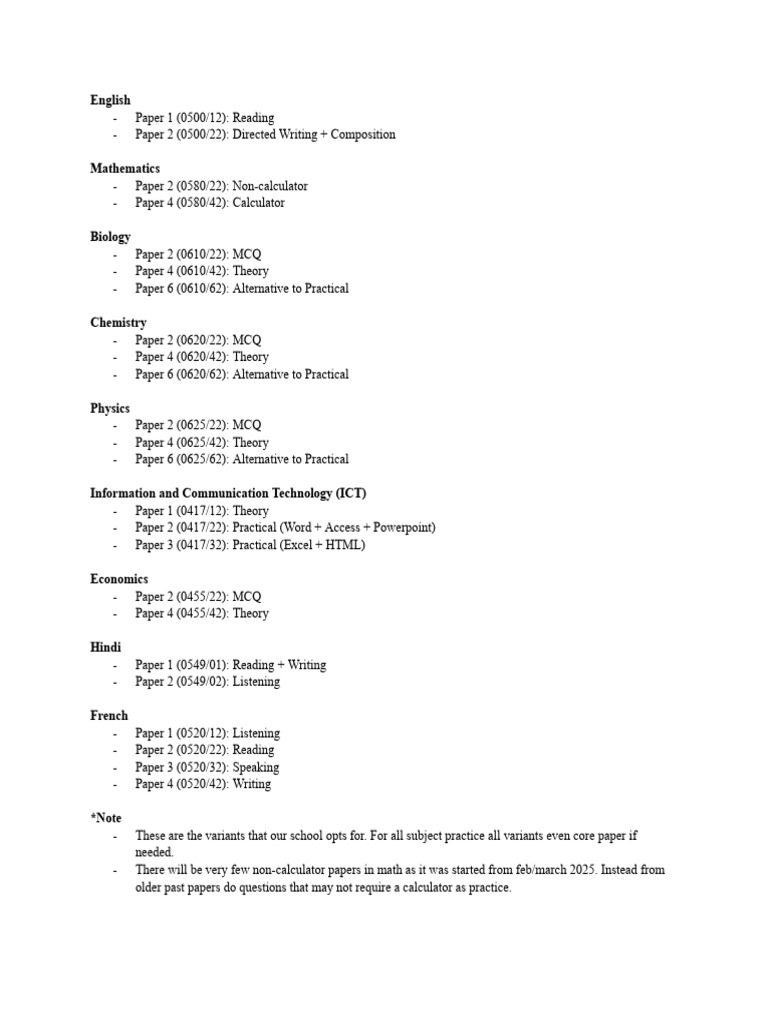 All Igcse Paper Codes | PDF