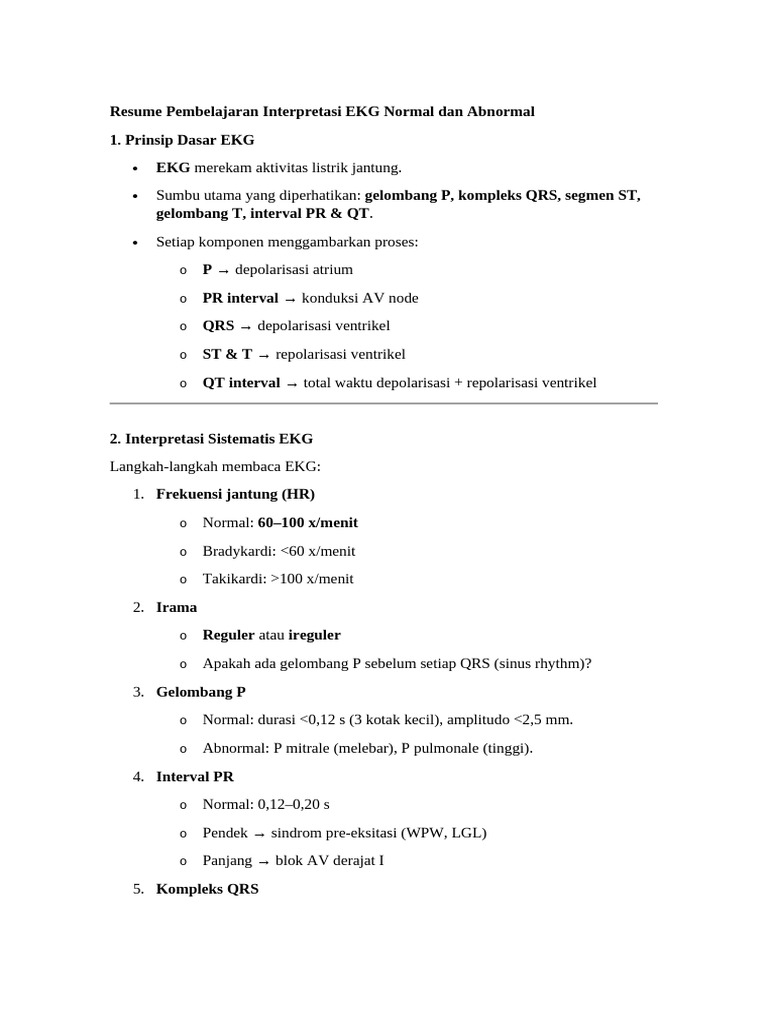 Panduan Interpretasi EKG Normal dan Abnormal | PDF