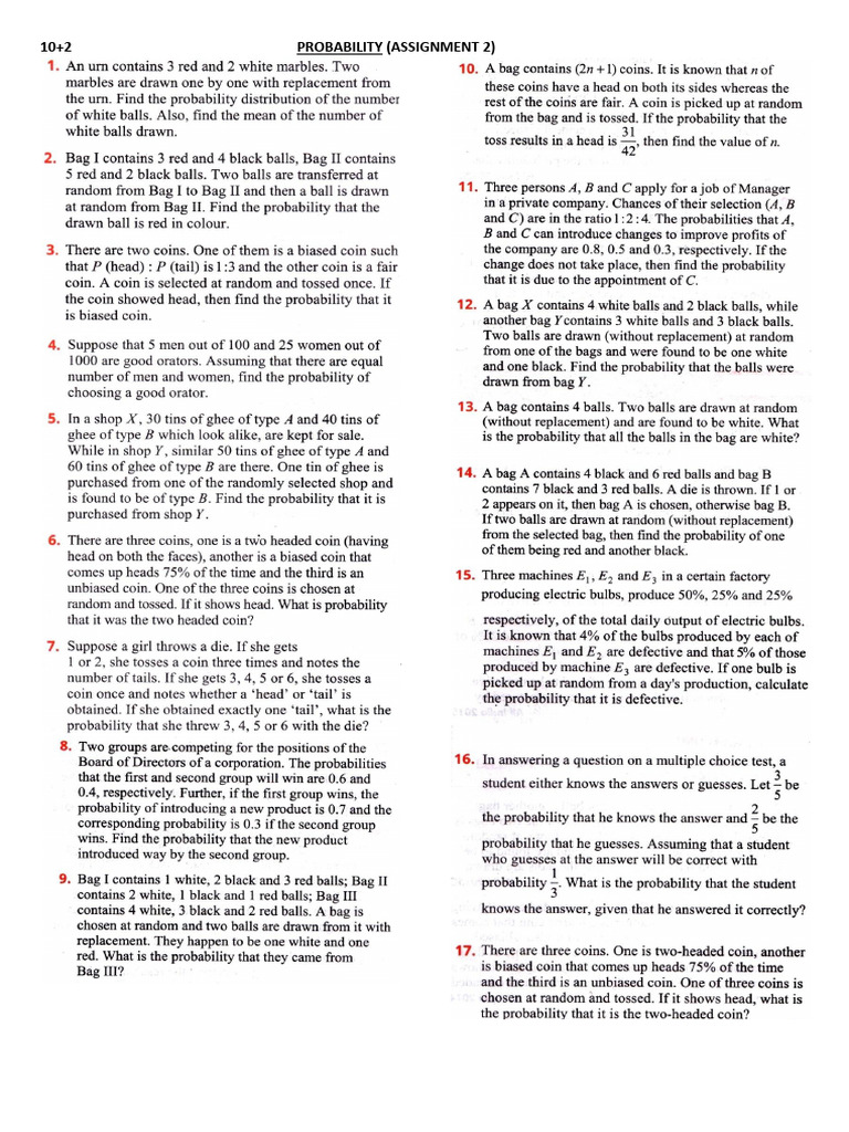 Probability Assignment 2 | PDF