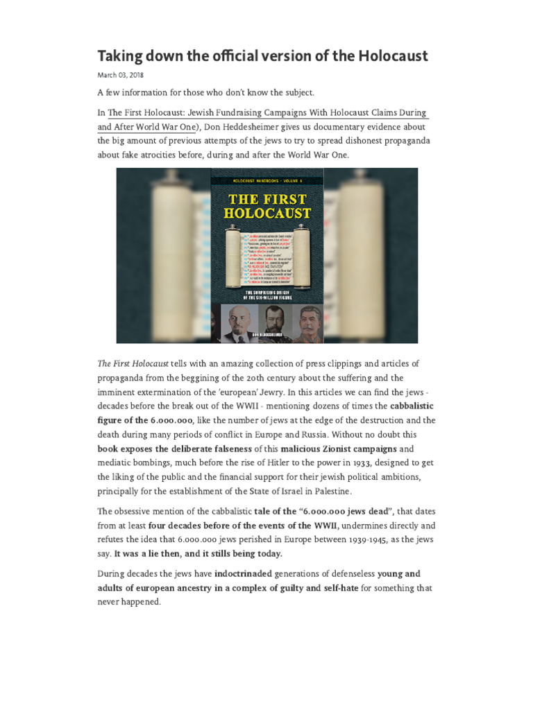 Taking Down The Official Version of The Holocaust - Part 1 | PDF ...
