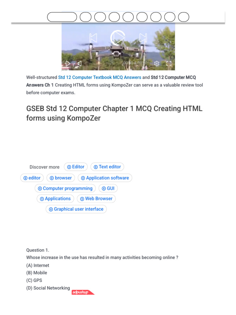 Std 12 Computer MCQ Answers: HTML Forms | PDF | Button (Computing ...
