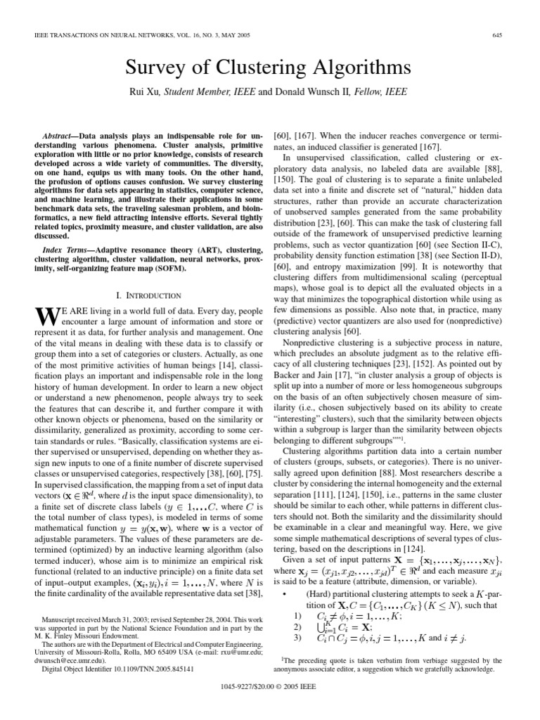 13 Survey of Clustering Algorithms | PDF | Cluster Analysis | Machine Learning