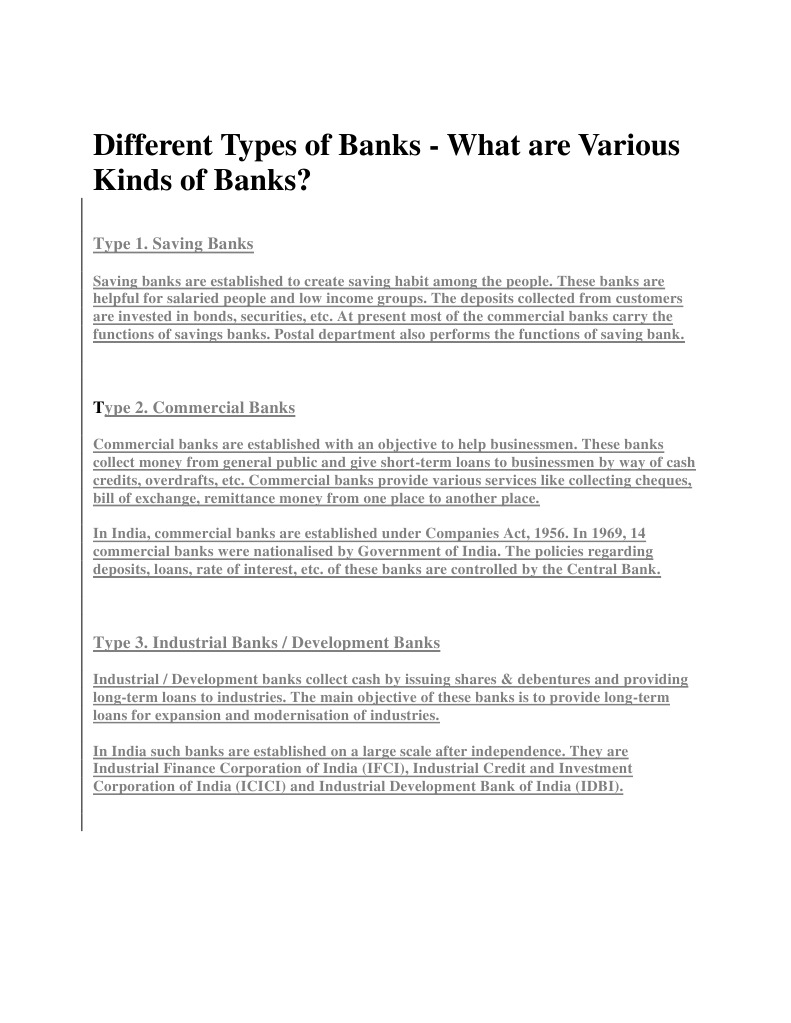 Types of Banks and Their Functions | PDF | Central Banks | Banks