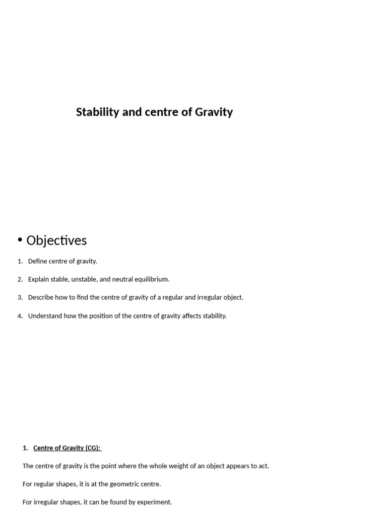 Stability and Centre of Gravity pg.74 | PDF
