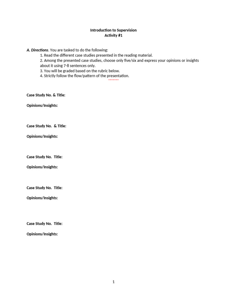 Case Study Insights for Supervision | PDF