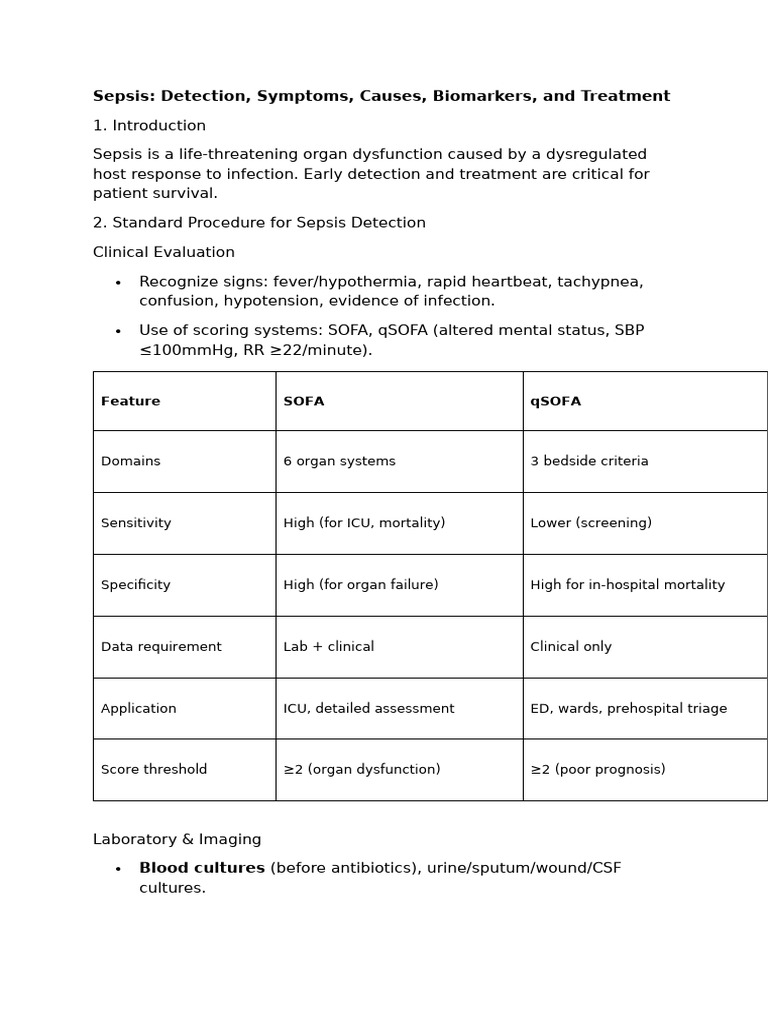 Sepsis Detection, Symptoms, and Treatment | PDF | Sepsis | C Reactive ...