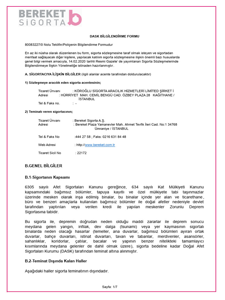 Dask Bilgilendirme Formu | PDF