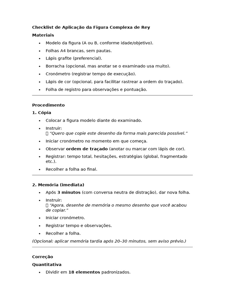 Checklist de Aplicação Da Figura Complexa de Rey | PDF