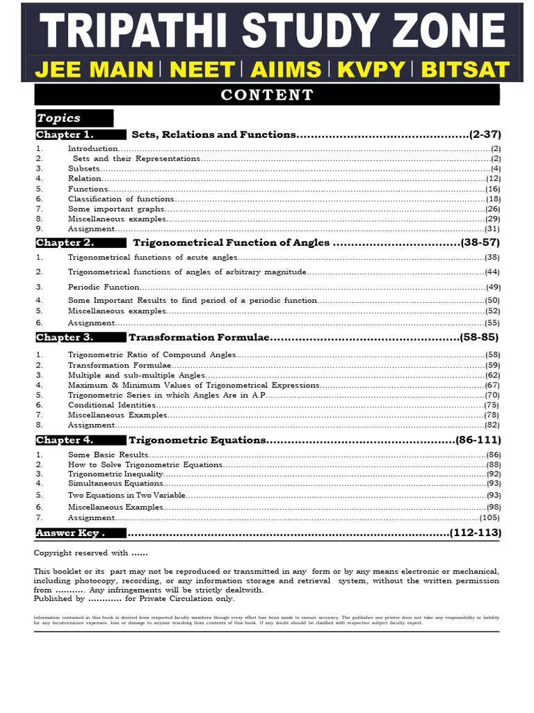 Module - 1 Maths Class Xi | PDF | Function (Mathematics) | Trigonometry