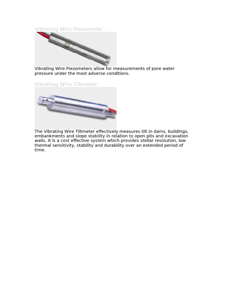 Vibrating Wire Piezometer | PDF