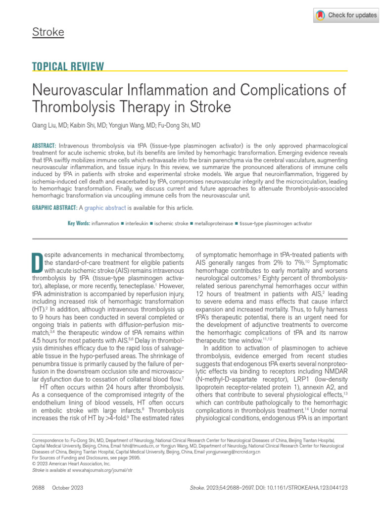 Complicacion de Trombolisis | PDF | Inflammation | Stroke