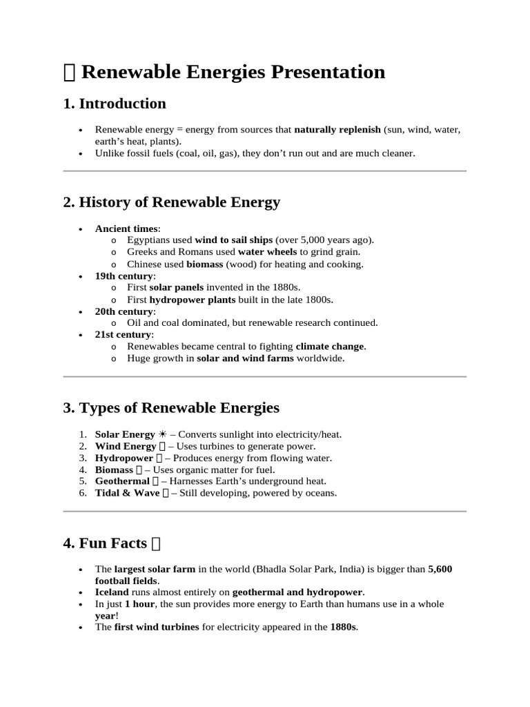 ? Renewable Energies Presentation | PDF | Renewable Energy | Wind Power
